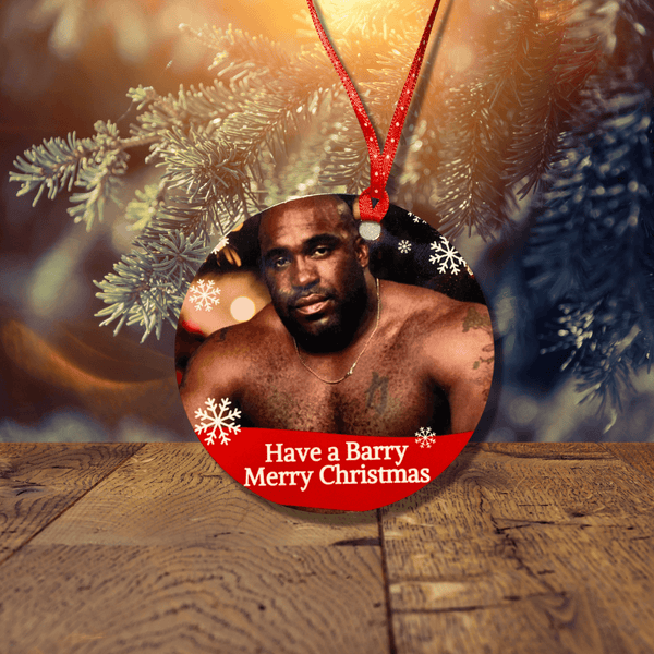 Funny Barry Wood Christmas Ornament