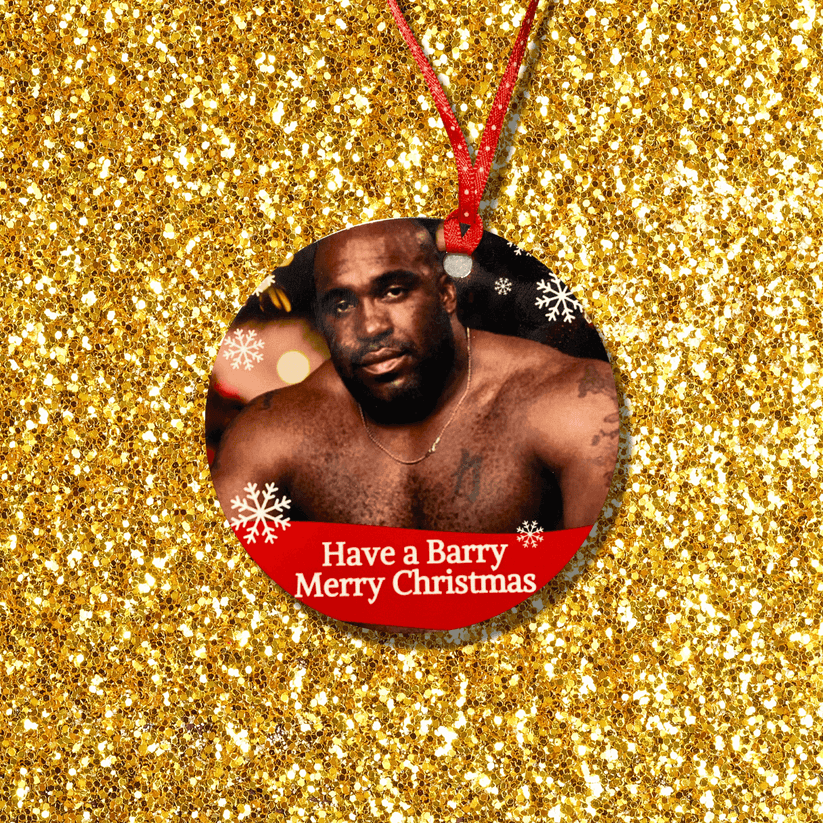 Funny Barry Wood Christmas Ornament