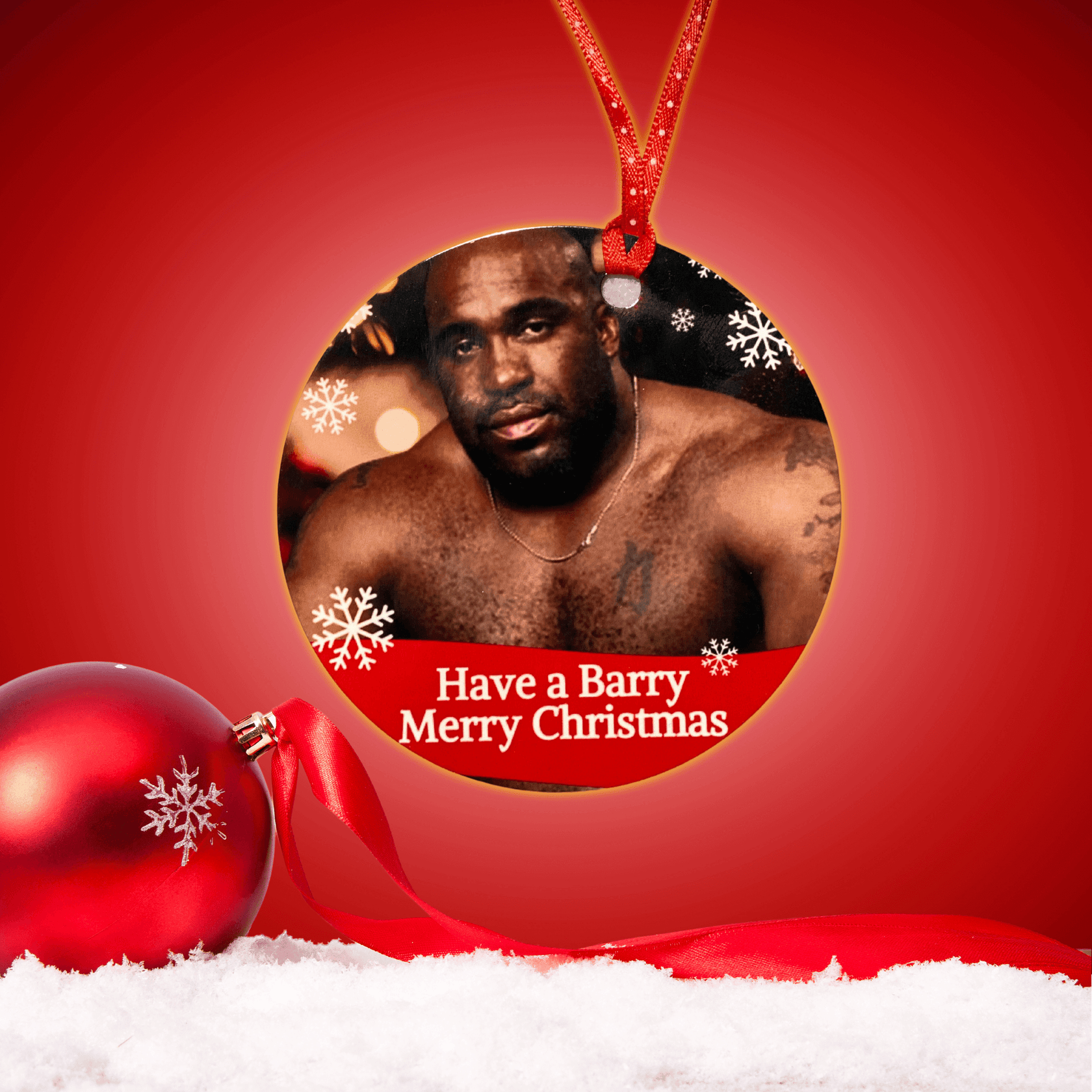 Funny Barry Wood Christmas Ornament